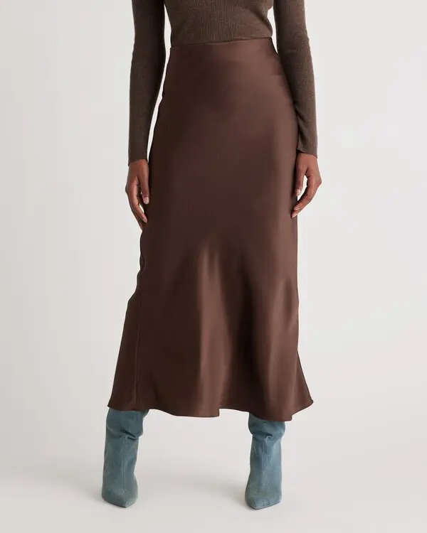 Quince Washable Silk Maxi Skirt - Hot Fudge
