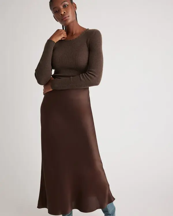 Quince Washable Silk Maxi Skirt - Hot Fudge