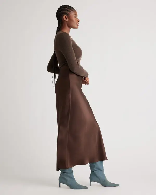 Quince Washable Silk Maxi Skirt - Hot Fudge