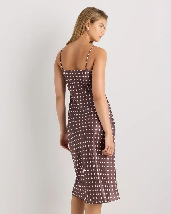Quince Washable Silk Maxi Skirt - Mocha Midi Dot