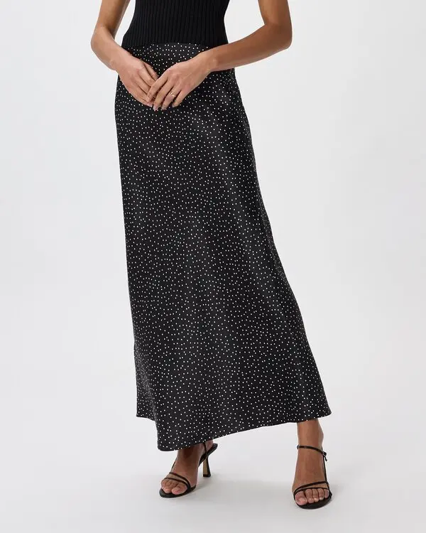 Quince Mulberry Silk Midi Slip Dress - Tiny Dot Black/ White