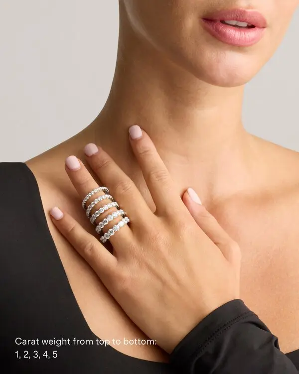 Quince Lab Grown Diamond Round Eternity Band Ring In Recycled Gold Or - White Gold