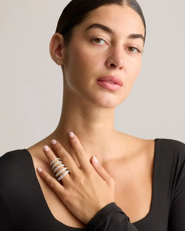 Quince Lab Grown Diamond Round Eternity Band Ring In Recycled Gold Or - White Gold