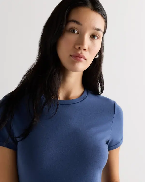 Quince Stretch Cotton Jersey Fitted T-shirt - Twilight Blue