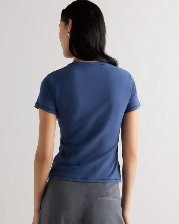 Quince Stretch Cotton Jersey Fitted T-shirt - Twilight Blue