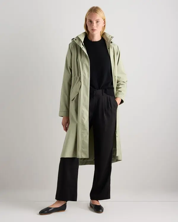Quince Weather Proof Rain Trench Coat - Tea Green