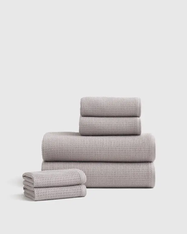 Quince Turkish Waffle Terry Bath Towel Bundle - Grey