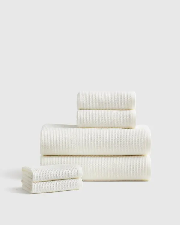 Quince Turkish Waffle Terry Bath Towel Bundle - Ivory