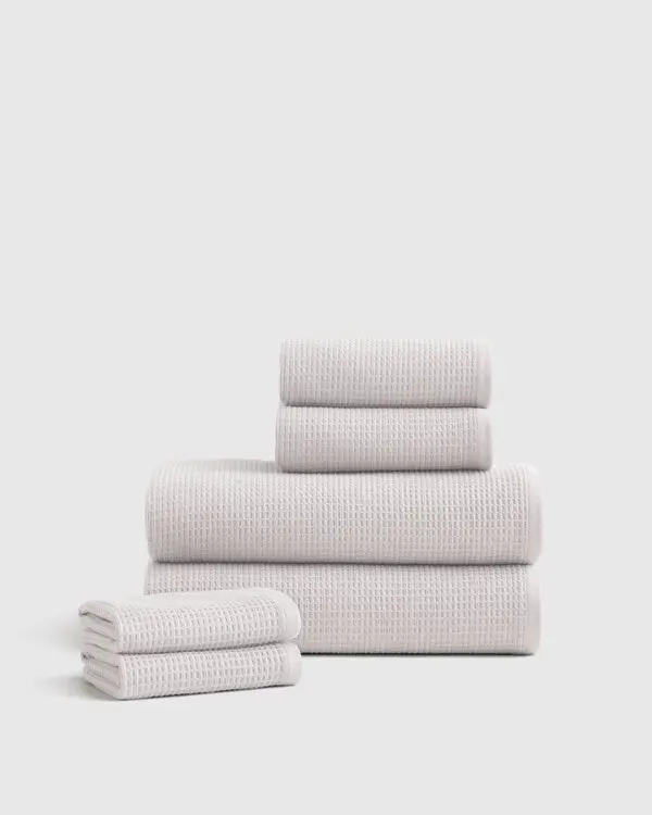 Quince Turkish Waffle Terry Bath Towel Bundle - Silver