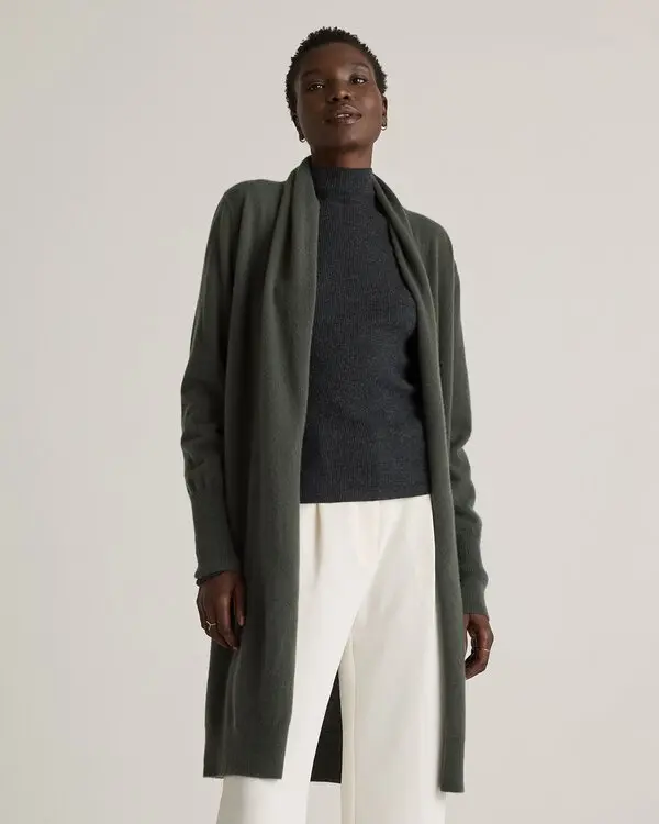 Quince Mongolian Cashmere Duster Cardigan Sweater - Moss