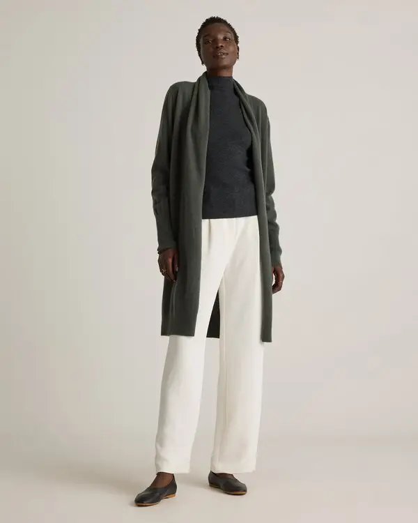 Quince Mongolian Cashmere Duster Cardigan Sweater - Moss