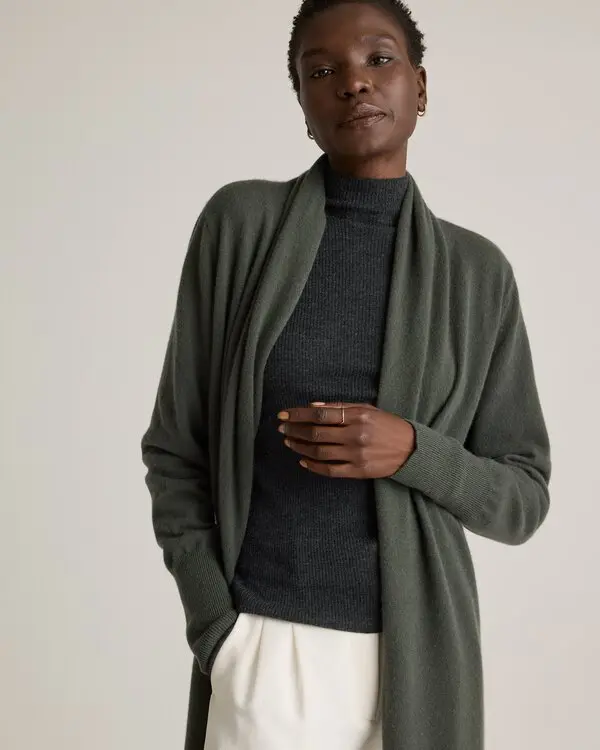 Quince Mongolian Cashmere Duster Cardigan Sweater - Moss