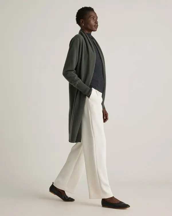 Quince Mongolian Cashmere Duster Cardigan Sweater - Moss