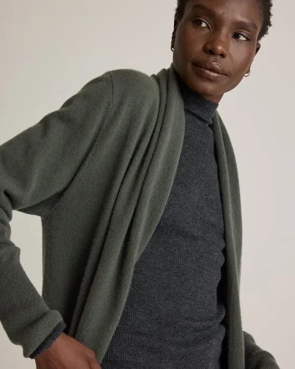 Quince Mongolian Cashmere Duster Cardigan Sweater - Moss