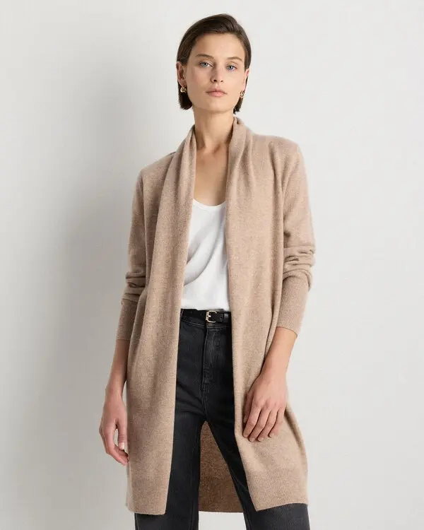 Quince Mongolian Cashmere Duster Cardigan Sweater - Oatmeal