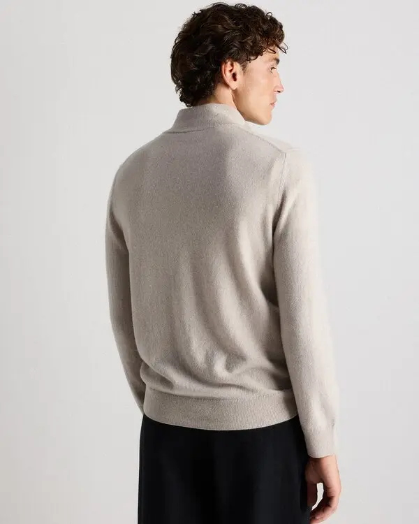 Quince Cashmere Quarter Zip Sweater - Heather Cloud Beige