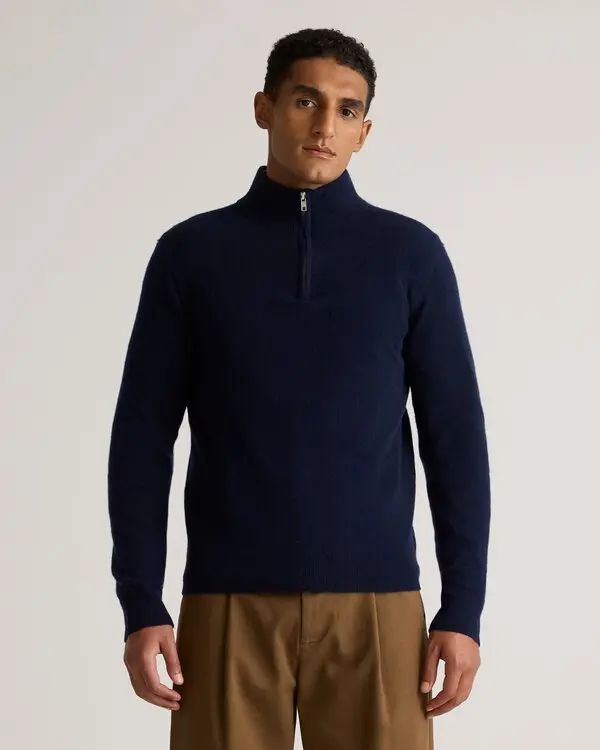 Quince Cashmere Quarter Zip Sweater - True Navy