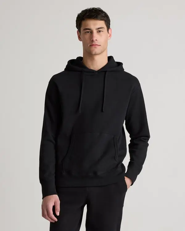 Quince Organic Midweight French Terry Pullover Hoodie - Bold Black