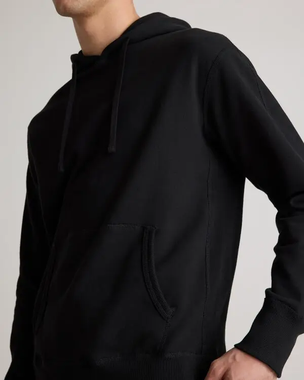Quince Organic Midweight French Terry Pullover Hoodie - Bold Black