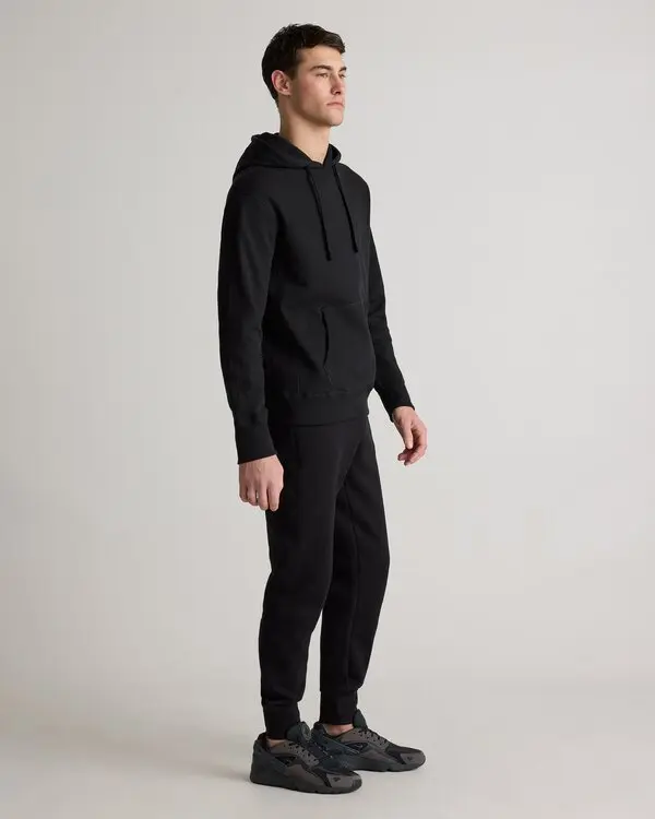 Quince Organic Midweight French Terry Pullover Hoodie - Bold Black