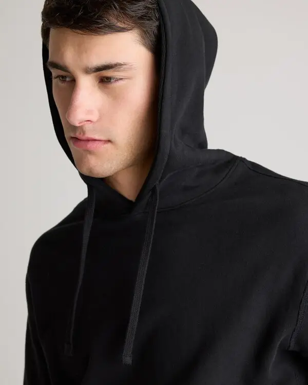 Quince Organic Midweight French Terry Pullover Hoodie - Bold Black
