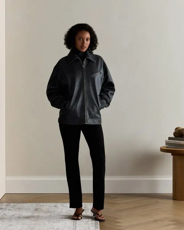 Quince Ponte Straight Leg Trousers - Black