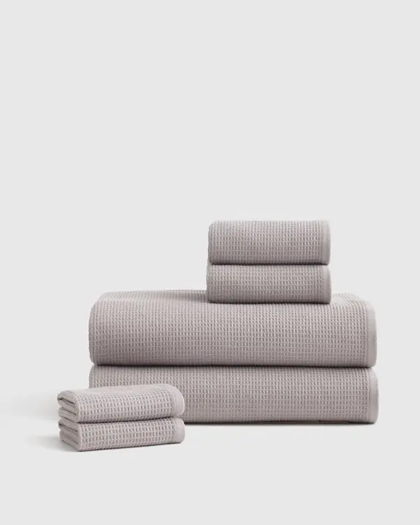 Quince Turkish Waffle Terry Bath Sheet Bundle - Grey