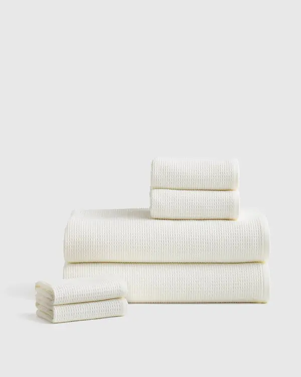 Quince Turkish Waffle Terry Bath Sheet Bundle - Ivory