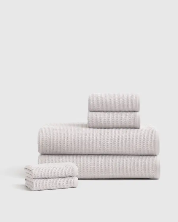 Quince Turkish Waffle Terry Bath Sheet Bundle - Silver