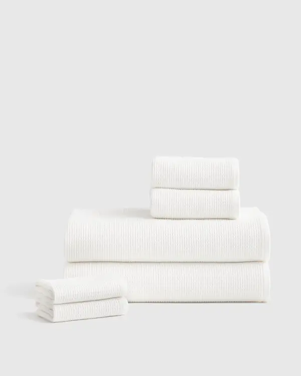 Quince Turkish Waffle Terry Bath Sheet Bundle - White