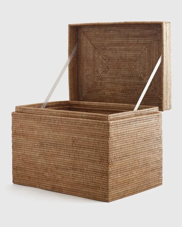 Quince Handwoven Rattan Hinged Chest - Honey