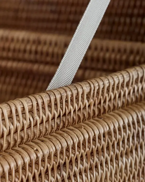 Quince Handwoven Rattan Hinged Chest - Honey