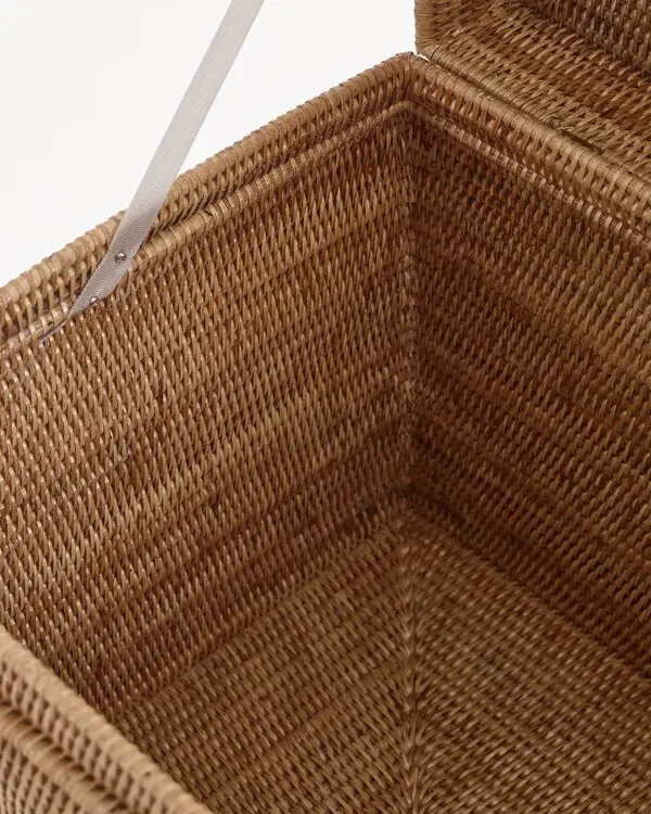Quince Handwoven Rattan Hinged Chest - Honey