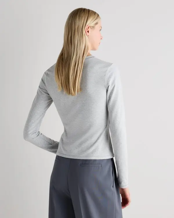 Quince Stretch Cotton Jersey Fitted Long Sleeve T-shirt - Heather Grey