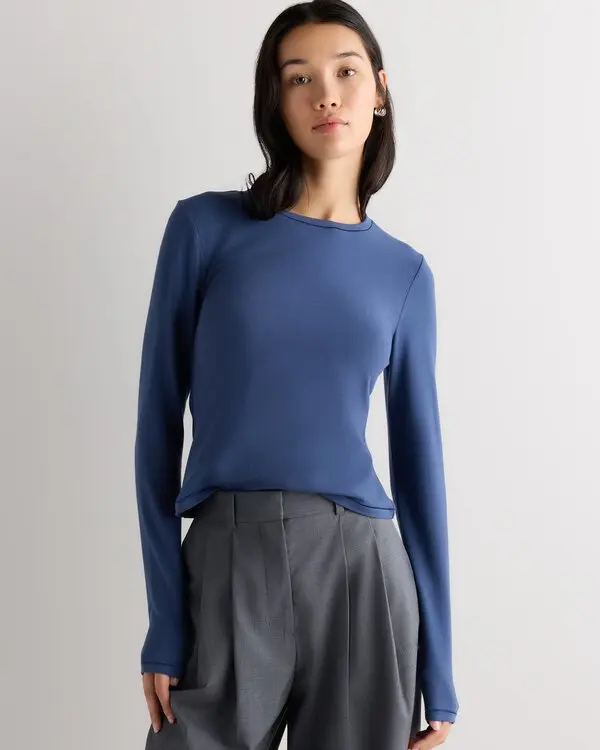 Quince Stretch Cotton Jersey T-shirt - Twilight Blue
