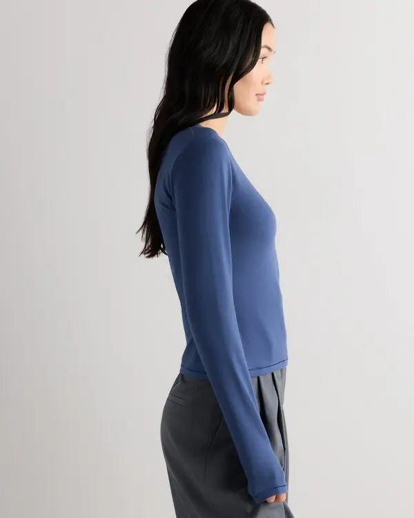 Quince Stretch Cotton Jersey T-shirt - Twilight Blue