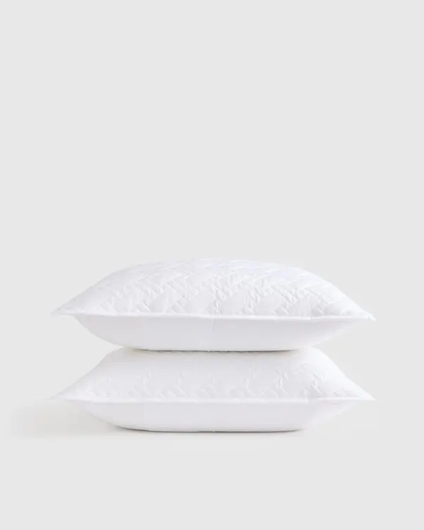 Quince Basketweave Quilted Sham Set - White