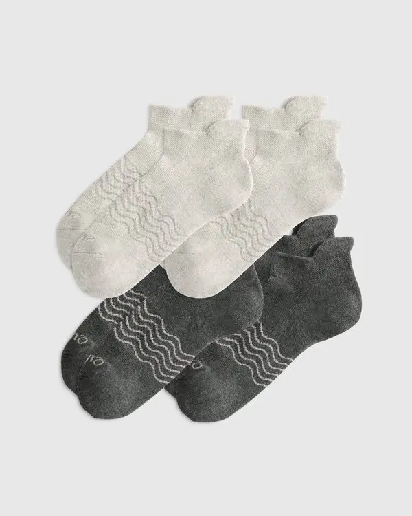 Quince Organic Cotton Blend Ankle Socks 4-pack - Grey/charcoal