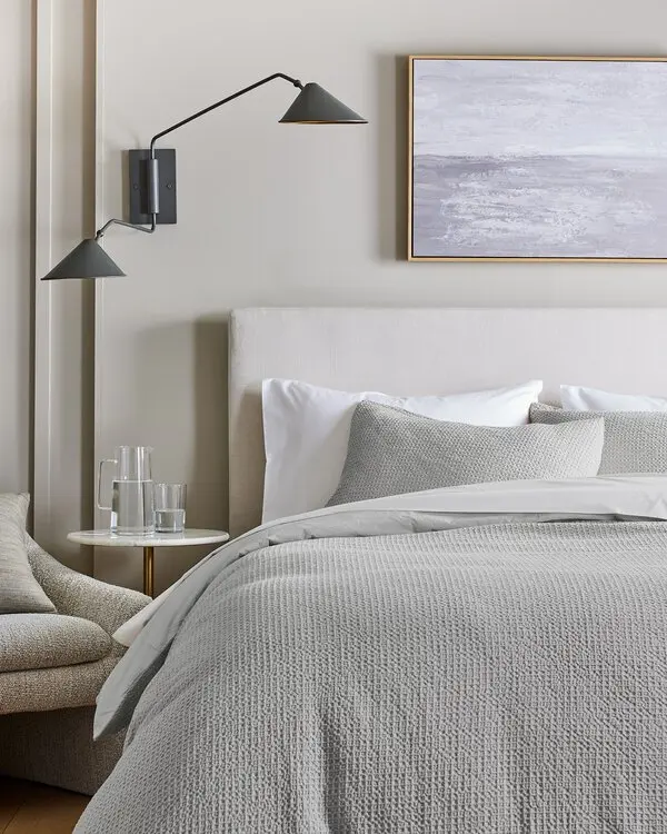 Quince Luxe Waffle Duvet Cover Set - Light Grey