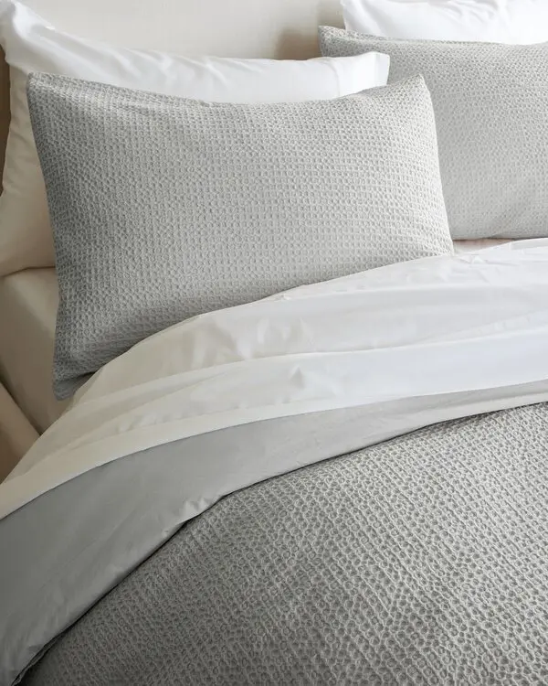 Quince Luxe Waffle Duvet Cover Set - Light Grey