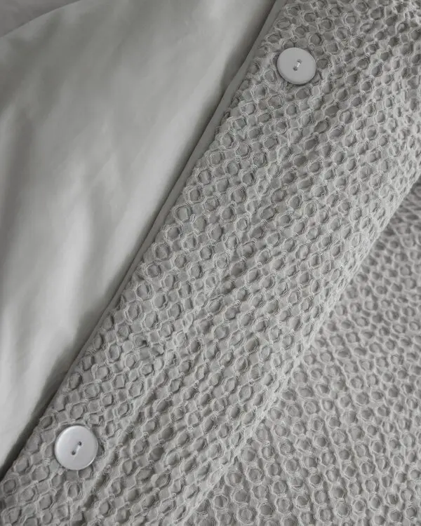 Quince Luxe Waffle Duvet Cover Set - Light Grey