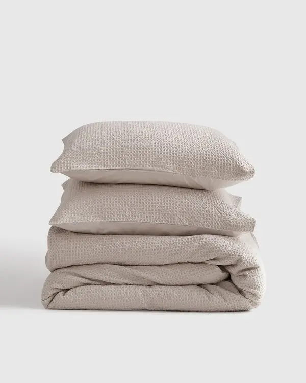 Quince Luxe Waffle Duvet Cover Set - Sand