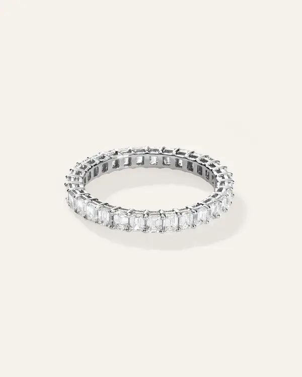 Quince Lab Grown Diamond Emerald Eternity Band Ring - White Gold
