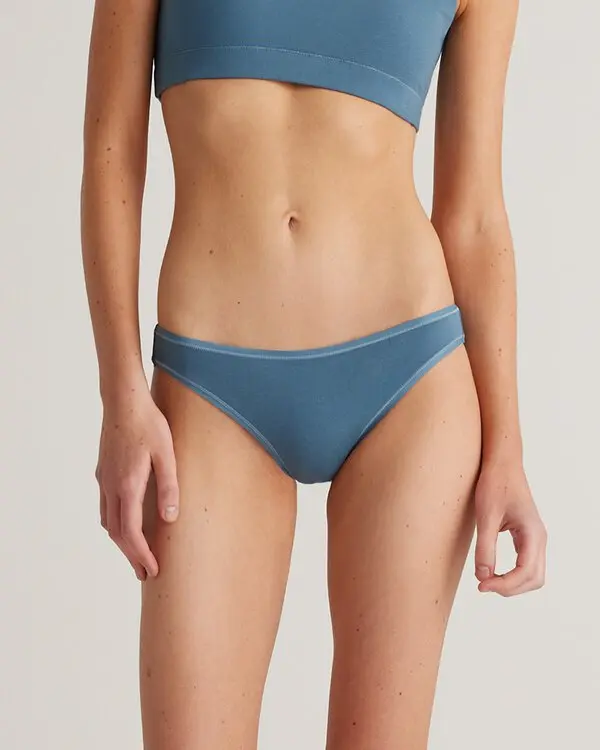 Quince Organic Cotton Bikini - Black/soft White/ocean
