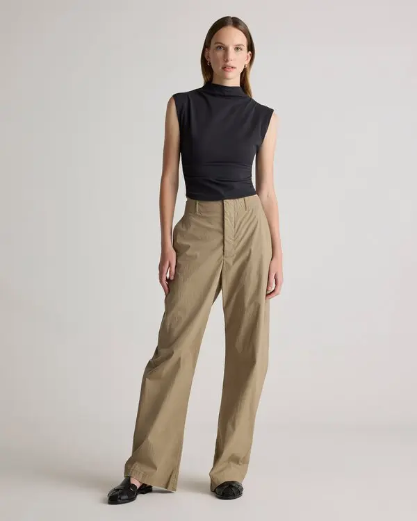 Quince Stretch Cotton Jersey Sleeveless Mock Neck Top