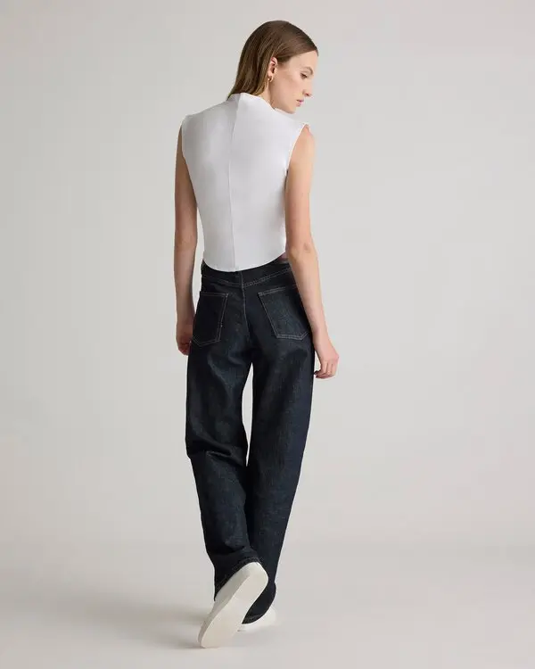 Quince Stretch Cotton Jersey Sleeveless Mock Neck Top