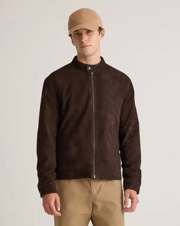 Quince Suede Café Racer Jacket - Espresso