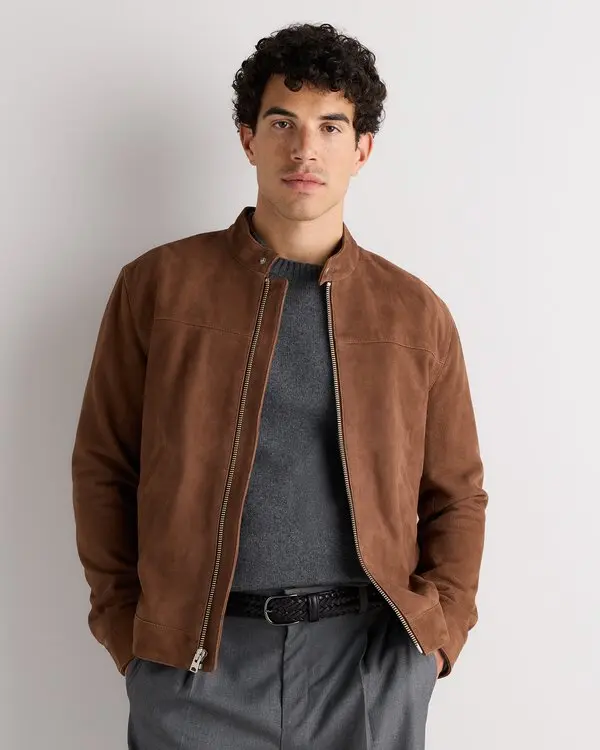 Quince Suede Café Racer Jacket - Java Brown