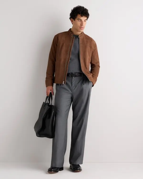 Quince Suede Café Racer Jacket - Java Brown