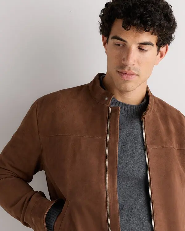 Quince Suede Café Racer Jacket - Java Brown